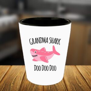 Exxtra Gifts Grandma Shark Shot Glass - Grandmother Ceramic Cup - Gift For Grandma - Birthday Gift From Grandkids - Christmas Stocking Stuffer Present