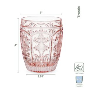 Fitz and Floyd Trestle Rocks Double Old Fashioned, Set of 4, Blush