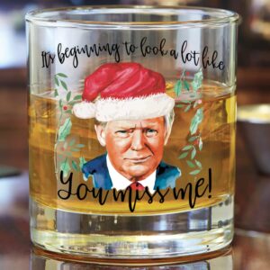 Patriots Cave Beginning To Look a Lot Like You Miss Me Christmas Glass | 11 oz Bourbon Whiskey Rock Glass | Novelty Christmas Whiskey Tasting Glasses | Christmas Home Décor Accessory