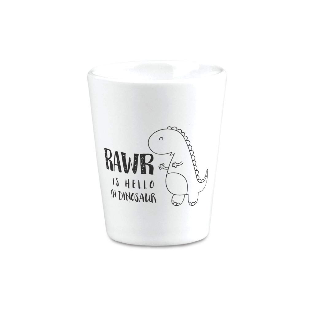 Ceramic Shot Glasses Rawr Is Hello in Dinosaur Dinos Animals Bar Supplies Accessories 2 Oz