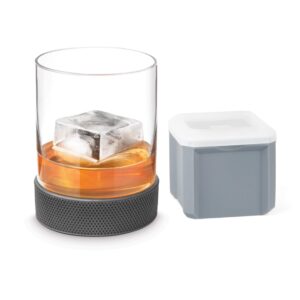 final touch breakaway whiskey/cocktail hockey puck tumbler sports glasses with square ice mould - - 12oz (350ml) (fta6635)