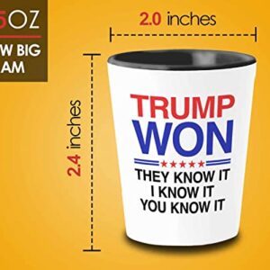 Bubble Hugs Politics Shot Glass 1.2oz - Trump Won They Know It I Know It You Know It - Funny Political View Politicians Republicans President