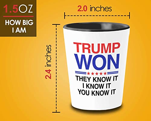 Bubble Hugs Politics Shot Glass 1.2oz - Trump Won They Know It I Know It You Know It - Funny Political View Politicians Republicans President