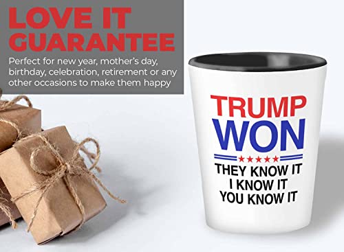 Bubble Hugs Politics Shot Glass 1.2oz - Trump Won They Know It I Know It You Know It - Funny Political View Politicians Republicans President