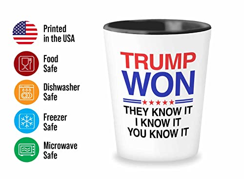 Bubble Hugs Politics Shot Glass 1.2oz - Trump Won They Know It I Know It You Know It - Funny Political View Politicians Republicans President