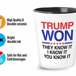 Bubble Hugs Politics Shot Glass 1.2oz - Trump Won They Know It I Know It You Know It - Funny Political View Politicians Republicans President