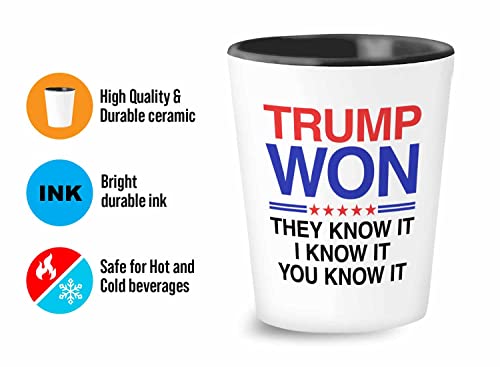 Bubble Hugs Politics Shot Glass 1.2oz - Trump Won They Know It I Know It You Know It - Funny Political View Politicians Republicans President