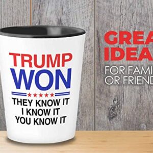 Bubble Hugs Politics Shot Glass 1.2oz - Trump Won They Know It I Know It You Know It - Funny Political View Politicians Republicans President