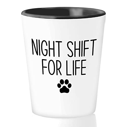 Bubble Hugs Veterinarian Shot Glass 1.5oz - Night Shift - Marine Veterinary Nutrition Dietary Clinical Anesthesist Equine Zoology Dentistry Surgical Internal Medicine