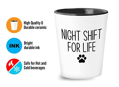 Bubble Hugs Veterinarian Shot Glass 1.5oz - Night Shift - Marine Veterinary Nutrition Dietary Clinical Anesthesist Equine Zoology Dentistry Surgical Internal Medicine