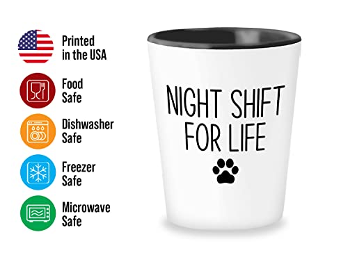 Bubble Hugs Veterinarian Shot Glass 1.5oz - Night Shift - Marine Veterinary Nutrition Dietary Clinical Anesthesist Equine Zoology Dentistry Surgical Internal Medicine