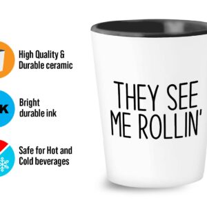 Bubble Hugs Veterinarian Shot Glass 1.5oz - they see me rollin' - Pathologist Med Tech Animal Lover Pet Veterinary Clinic Doctor Funny Gag Joke