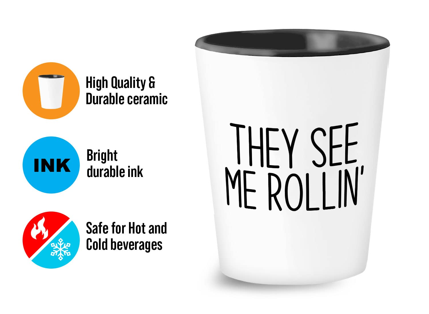 Bubble Hugs Veterinarian Shot Glass 1.5oz - they see me rollin' - Pathologist Med Tech Animal Lover Pet Veterinary Clinic Doctor Funny Gag Joke