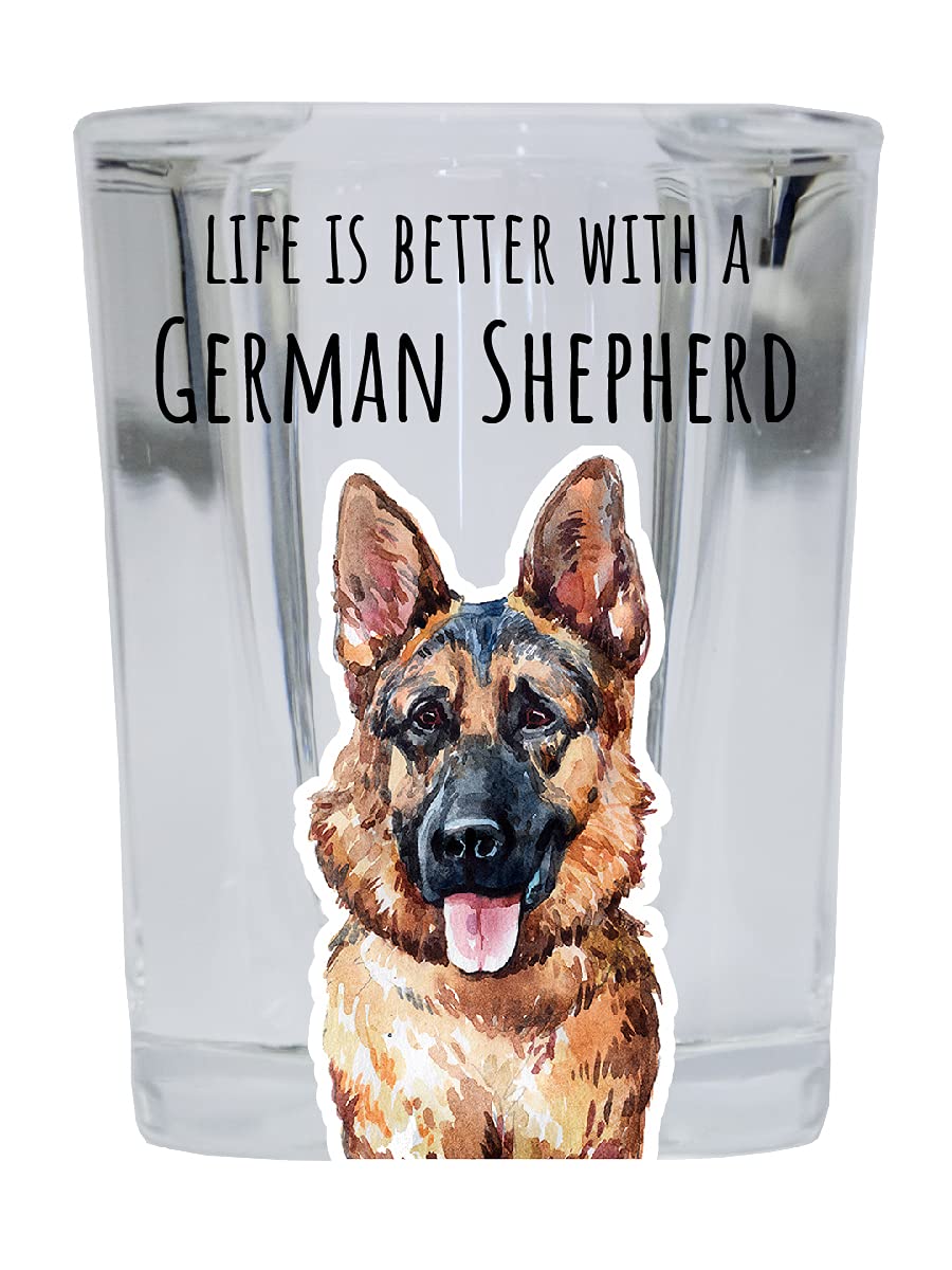 R and R Imports I Love My German Shepherd 2 Ounce Square Base Liquor Shot Glass