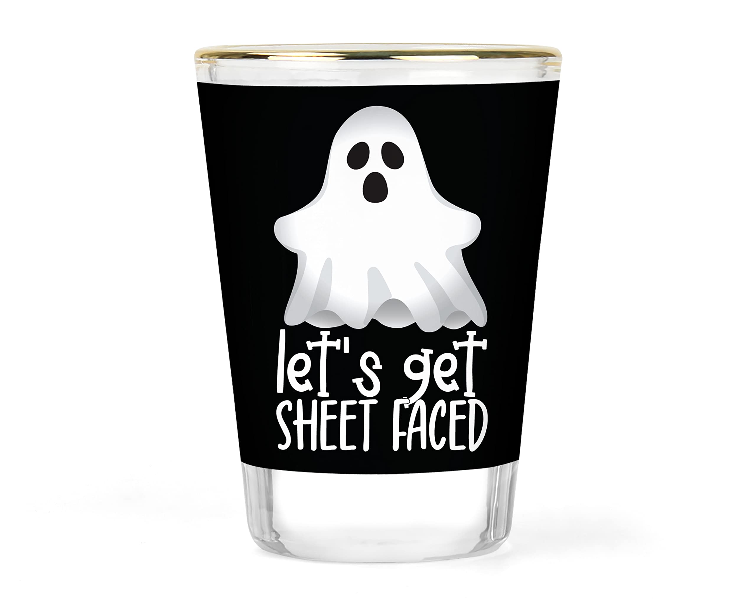 Halloween Shot Glass | Let's Get Sheet Faced | Halloween Party Shot Glasses | Ghost Shot Glass | Halloween Gift | Halloween Glass | Happy Halloween