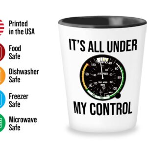 Bubble Hugs Pilot Shot Glass 1.5oz - It's All Under My Control - Airplane Job Flight Deck Staff Worker Sky Fly Captain Private Jet Aviator Career