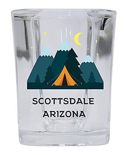 R and R Imports Scottsdale Arizona 2 Ounce Square Base Liquor Shot Glass Tent Design