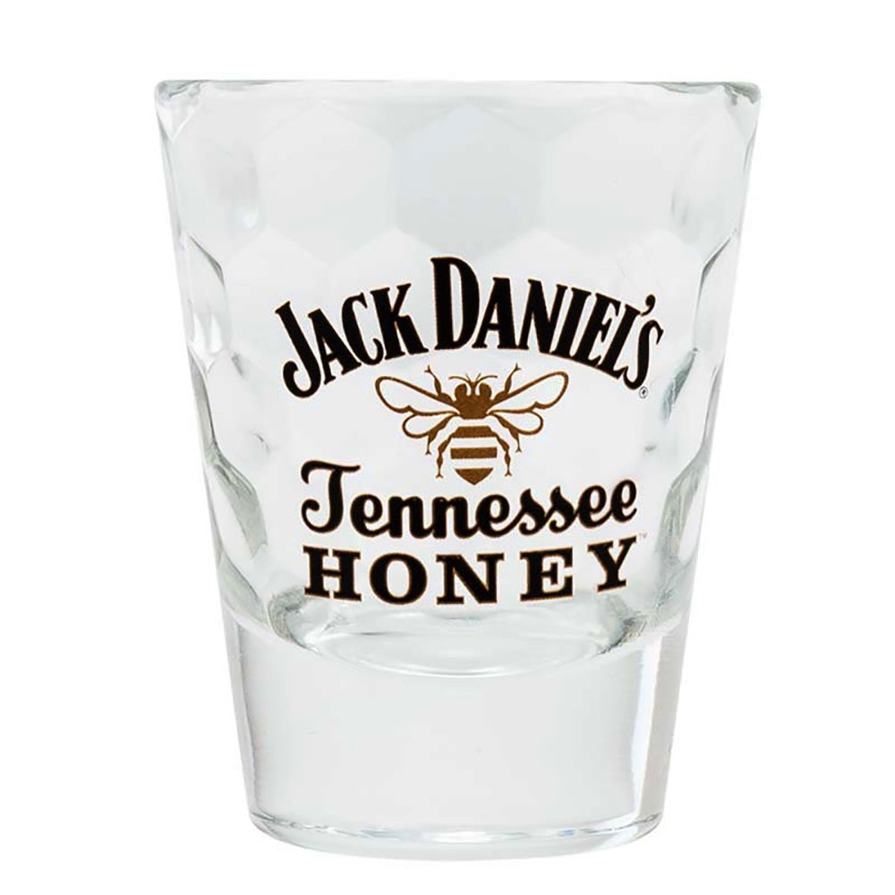 Jack Daniel's Shot Glass Bee Logo Whiskey Glass Honeycomb Faceted Glass Barware Collection Made in Italy