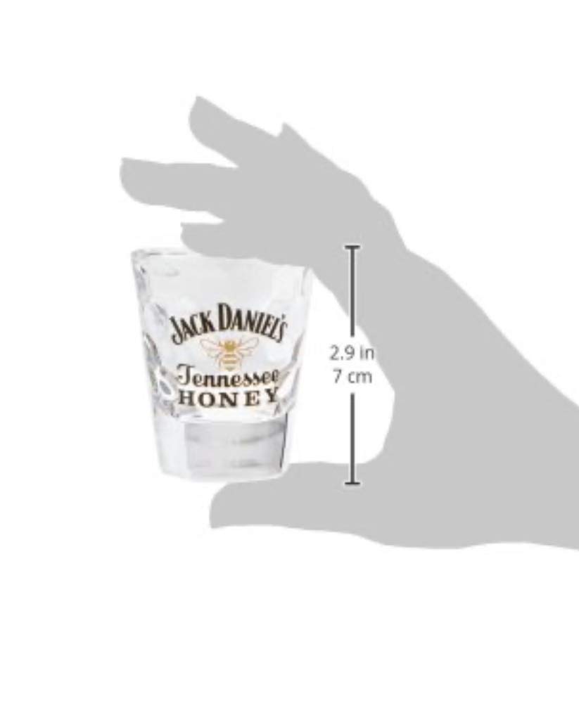 Jack Daniel's Shot Glass Bee Logo Whiskey Glass Honeycomb Faceted Glass Barware Collection Made in Italy