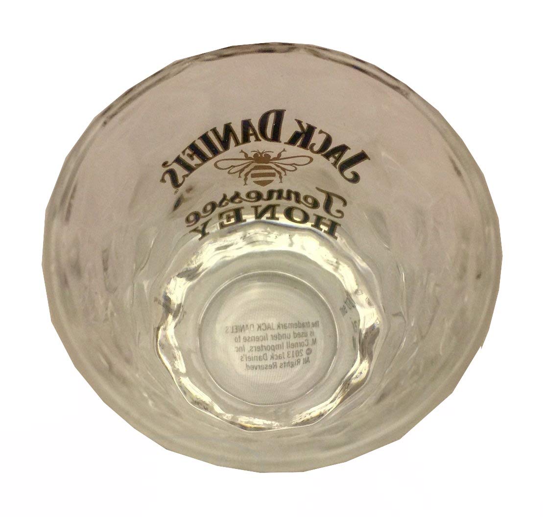 Jack Daniel's Shot Glass Bee Logo Whiskey Glass Honeycomb Faceted Glass Barware Collection Made in Italy