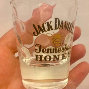 Jack Daniel's Shot Glass Bee Logo Whiskey Glass Honeycomb Faceted Glass Barware Collection Made in Italy