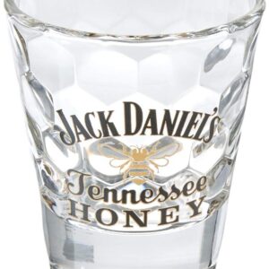 Jack Daniel's Shot Glass Bee Logo Whiskey Glass Honeycomb Faceted Glass Barware Collection Made in Italy