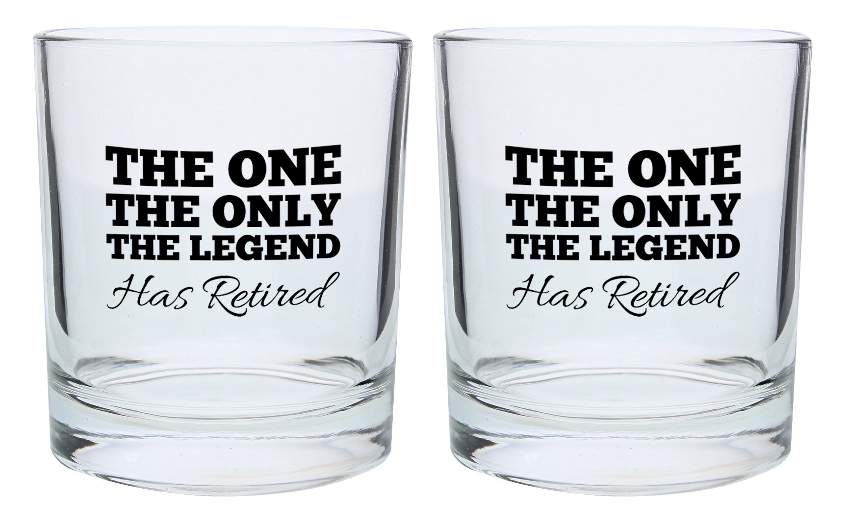 Retirement The One Only Legend Has Retired Lowball Glasses 2-Pack Round Lowball Tumbler Set Black