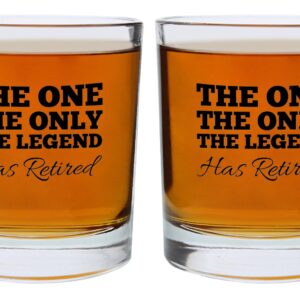 Retirement The One Only Legend Has Retired Lowball Glasses 2-Pack Round Lowball Tumbler Set Black