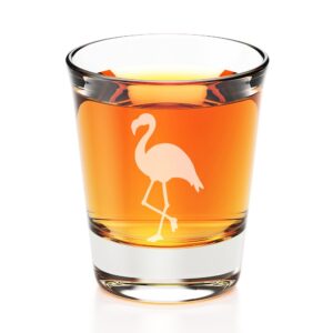 flamingo engraved fluted shot glass