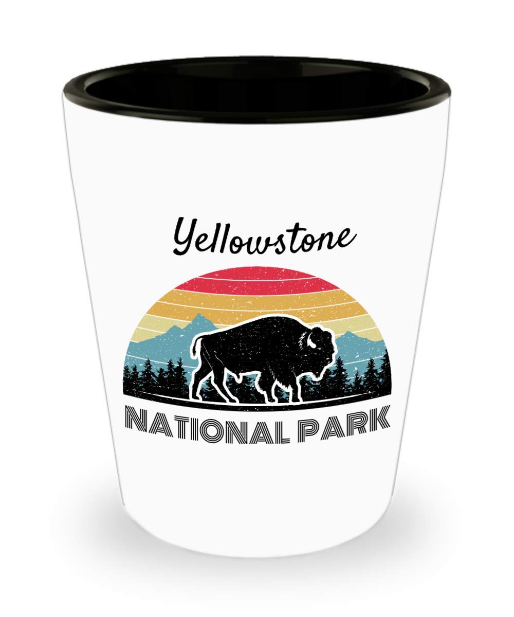 Retro Yellowstone Shot Glass National Park USA Road Trip