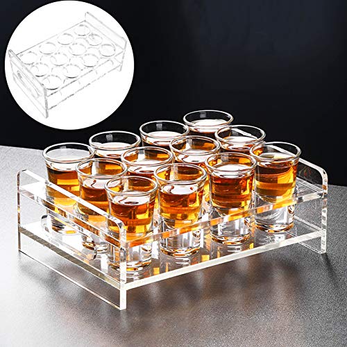 Lurrose Bar Shot Glass Holder 2 Pack Acrylic Shot Glass Shot Glass Tray Vodka Shot Glass Holder Whiskey Cup Rack Holder Carrying 3x4 Shot Glass Tray Holder