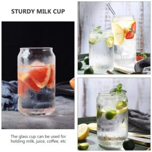 DOITOOL Glass Cups Can Shaped Cups- 17oz Clear Drinking Glasses with - Iced Coffee Cup Cute Tumbler for Whiskey Wine Soda Coke Cocktail Beverage Cups