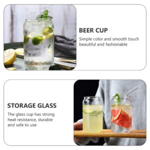 DOITOOL Glass Cups Can Shaped Cups- 17oz Clear Drinking Glasses with - Iced Coffee Cup Cute Tumbler for Whiskey Wine Soda Coke Cocktail Beverage Cups