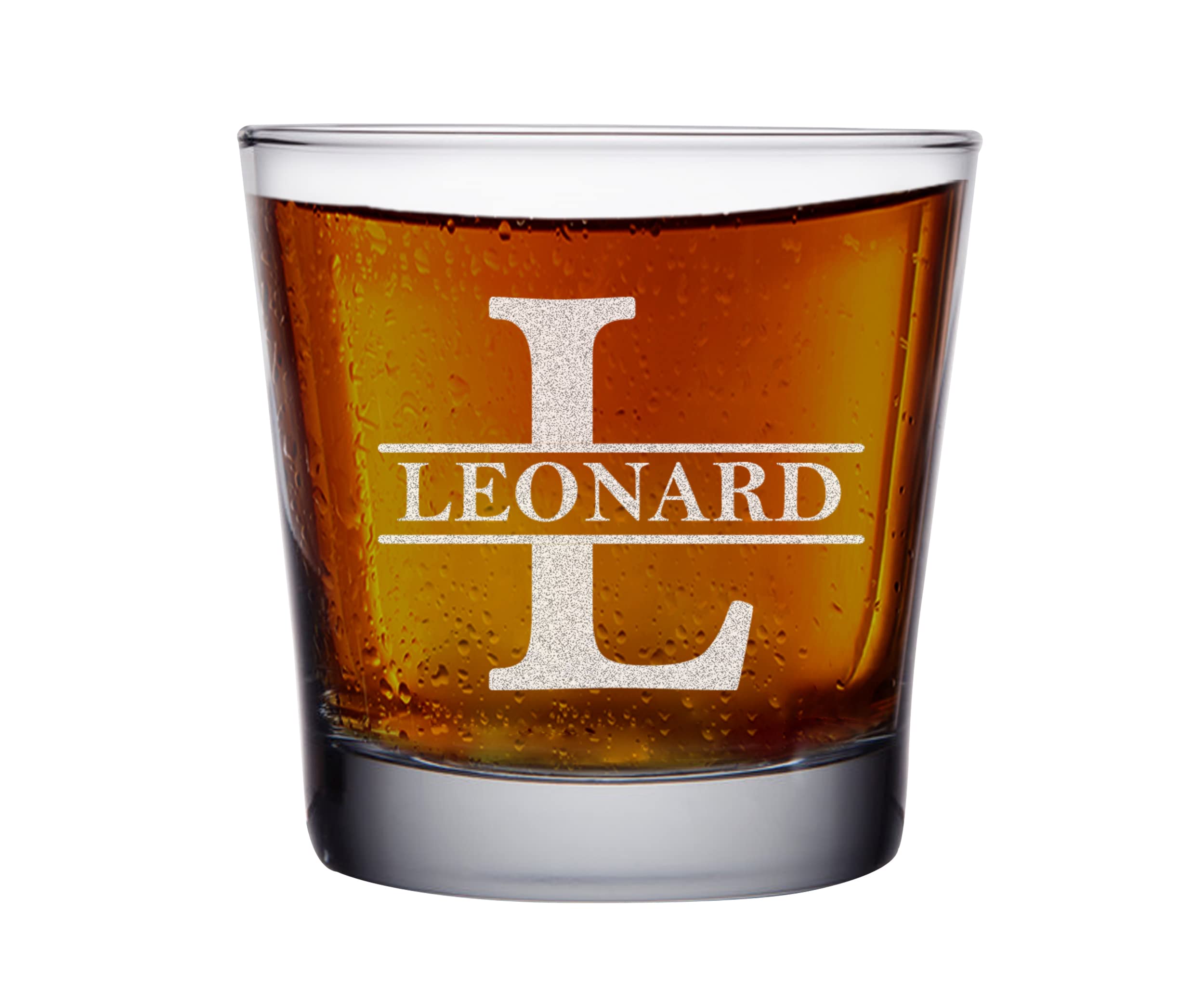 TEEAMORE Personalized Rocks Old Fashioned Cocktail Glass Add Your Name Initial Etched Whiskey Glasses Housewarming Gift 9oz