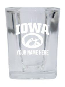 personalized customizable iowa hawkeyes etched square shot glass 2 oz with custom name (1) officially licensed collegiate product