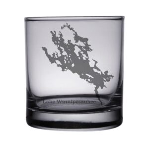 hullspeed designs lake winnipesaukee- set of 2 rocks glasses - laser engraved