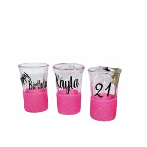 Birthday Shot Glass, Glitter base shot glass, Happy Birthday glass, Party Shot glass, Novelty Shot Glasses