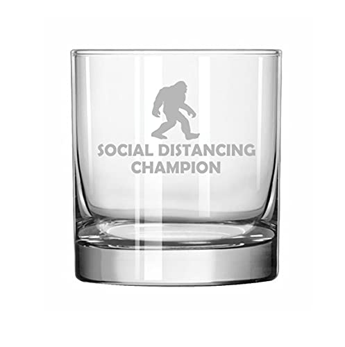 MIP Brand Rocks Whiskey Old Fashioned Glass Social Distancing Champion Bigfoot Sasquatch