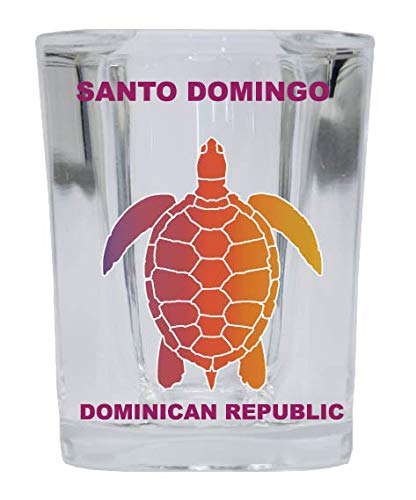 Santo Domingo Dominican Republic Souvenir Rainbow Turtle Design Square Shot Glass