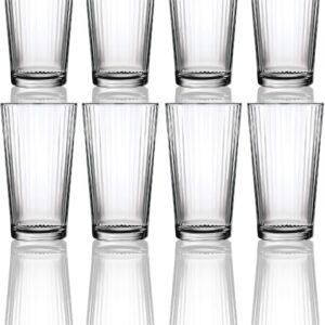 Circleware Hill Street Huge Set of 16 Drinking Glasses and Whiskey Cups, 8-15.7 oz & 8-12.5 oz, Glassware for Water, Beer, Juice, Ice Tea, Bar Beverage, 16pc, Spectrum