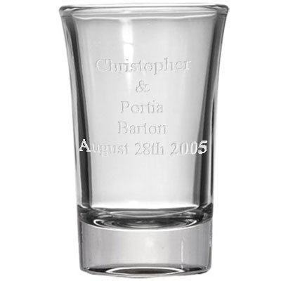 TOP SHELF FLASKS Personalized 2-Sided Engraving Shot Glass - 1.5 oz. - Wedding Groomsman and Bridesmaid Party - Thank You Gifts - Anniversary Commemoration