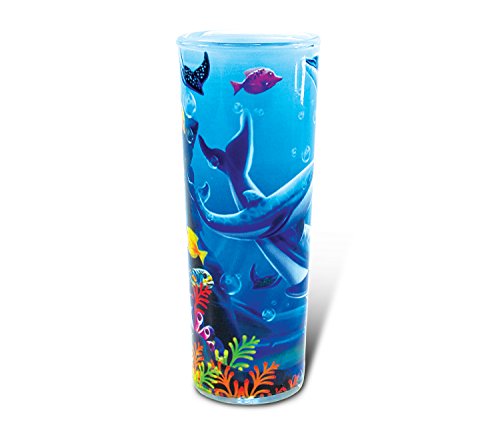 Puzzled Dolphin Full Print Shooter Shot Glass 1.84 Oz Quality Glassware for Bar Collection Novelty Liquor/Spirits Drinking Glass - Marine Life Underwater Animal Nautical Theme