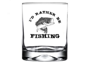 rogue river tactical funny i'd rather be fishing joke bass fishing old fashioned glass drinking cup gag gift for fisherman dad grandpa