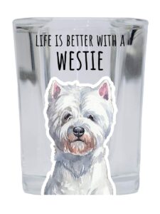 r and r imports i love my westie west highland white terrier 2 ounce square base liquor shot glass 4-pack