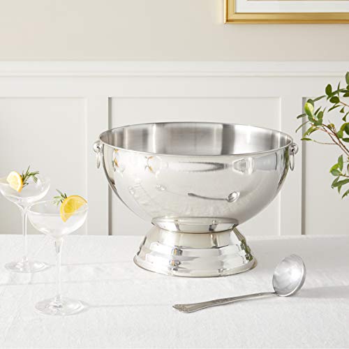 Winco SPB-35 Stainless Steel Punch Bowl with Handles, 3.5-Gallon, Medium