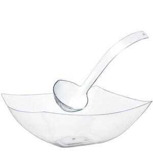 Exquisite Plastic Halloween Punch Bowl With Ladle I 4 Pcs I Looks Like A Glass Punch Bowl Set I 2 Sets of 1 Gallon Clear Punch Bowl Plastic With Punch Bowl Ladle Large Punch Bowl With Ladle 128Oz