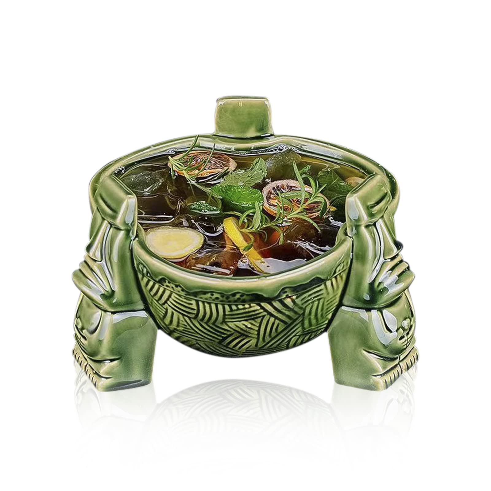 Winish Punch Bowl Scorpion Bowl Tiki Bowl 32-ounce Fishbowl Tiki Mug Ceramic Island-themed Rum Punch Cocktail Glass TM4003