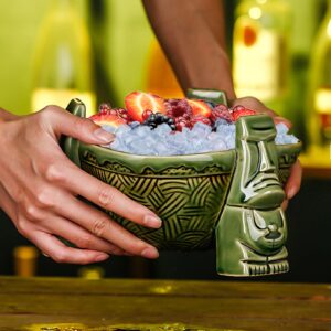 Winish Punch Bowl Scorpion Bowl Tiki Bowl 32-ounce Fishbowl Tiki Mug Ceramic Island-themed Rum Punch Cocktail Glass TM4003