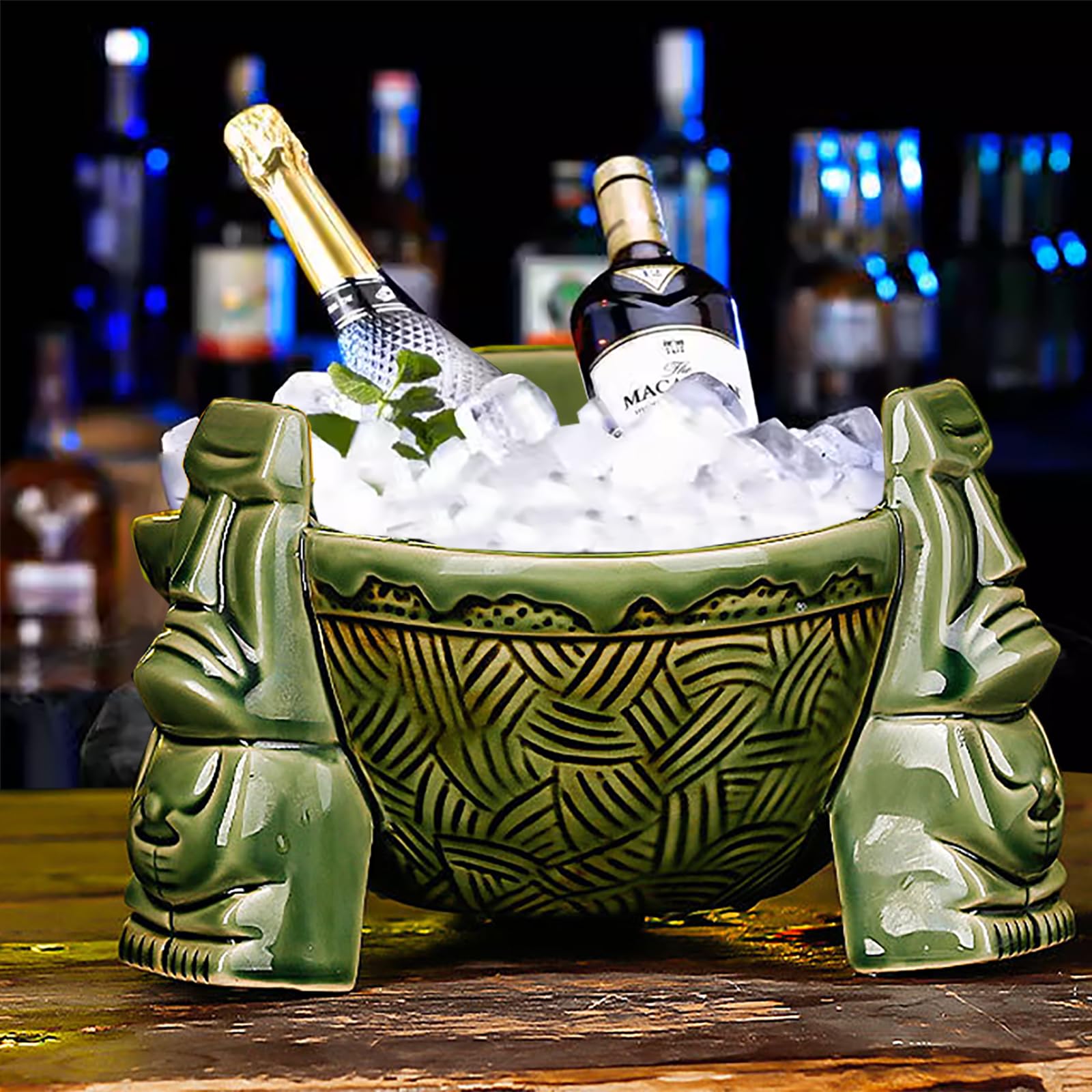 Winish Punch Bowl Scorpion Bowl Tiki Bowl 32-ounce Fishbowl Tiki Mug Ceramic Island-themed Rum Punch Cocktail Glass TM4003