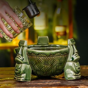 Winish Punch Bowl Scorpion Bowl Tiki Bowl 32-ounce Fishbowl Tiki Mug Ceramic Island-themed Rum Punch Cocktail Glass TM4003